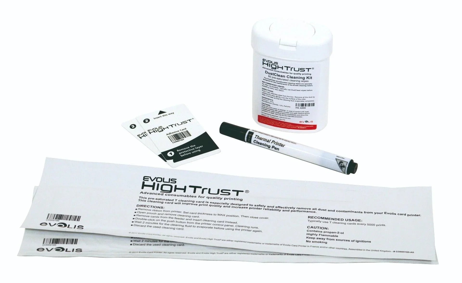 Evolis ACL002 Complete Cleaning Kit - T Cards, Adhesive Cards, Cleanin ...